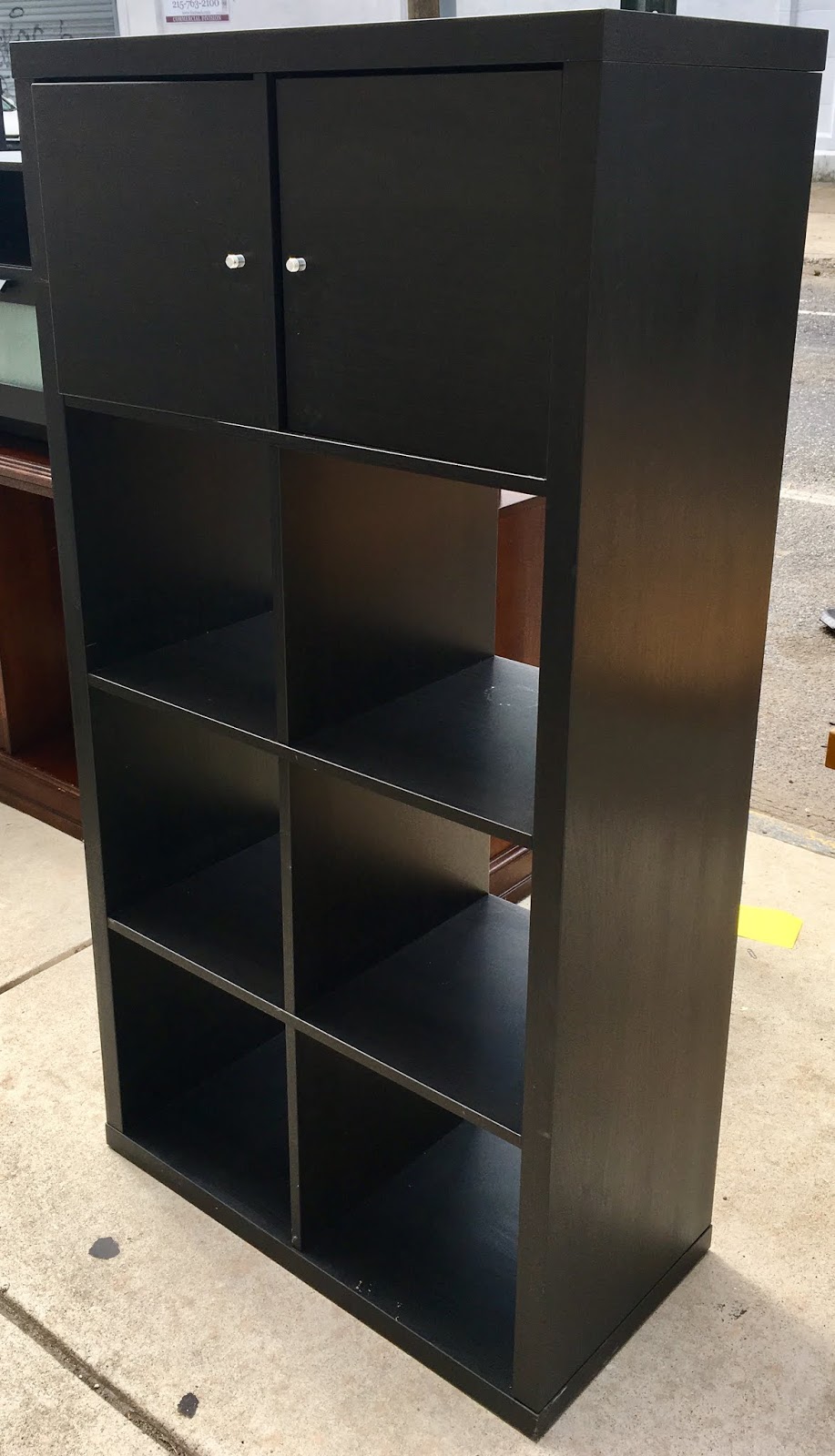 Uhuru Furniture & Collectibles: Black 2x4 Cubby Bookcase with Cabinets ...
