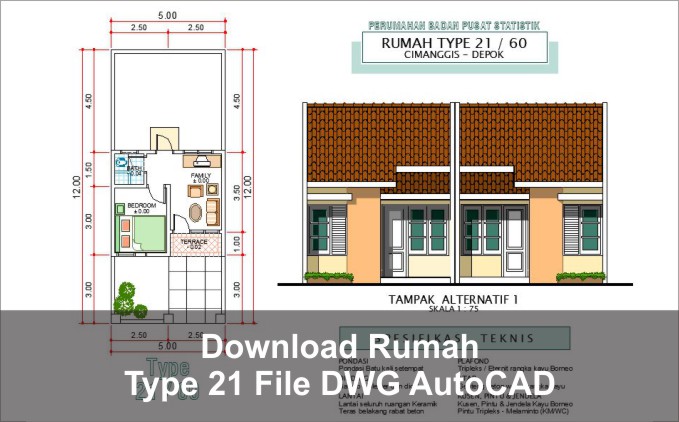 Download Rumah Type 21 File Autocad Via Google Drive - Arsimedia