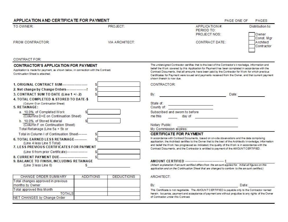 Aia G702 Excel Template - Invoice Template