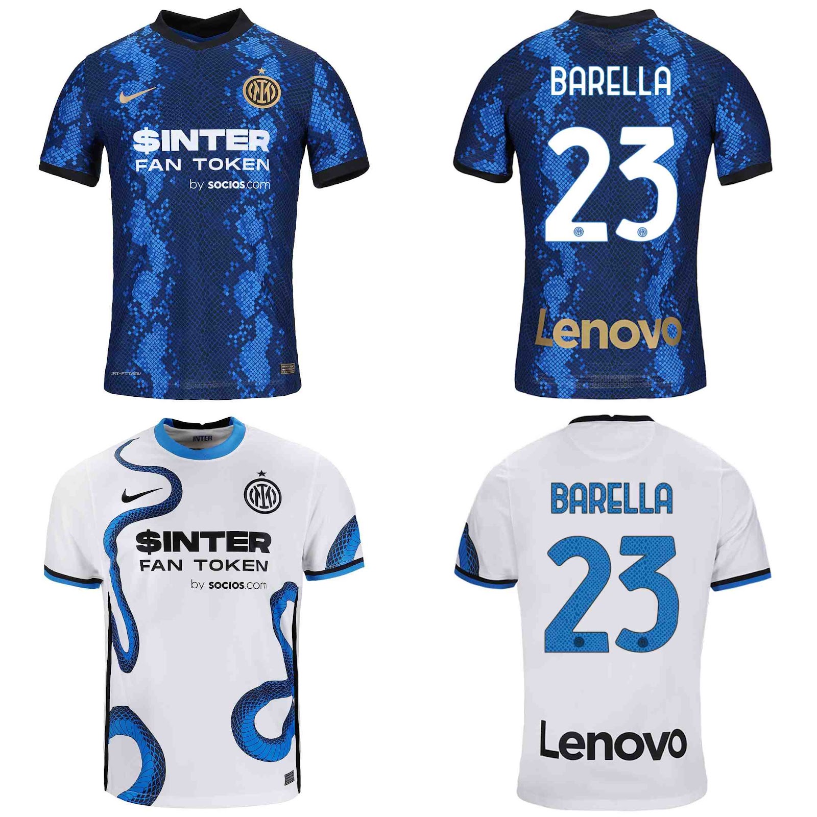 Inter 21-22 Away Kit Font Features Snake Design - Footy Headlines