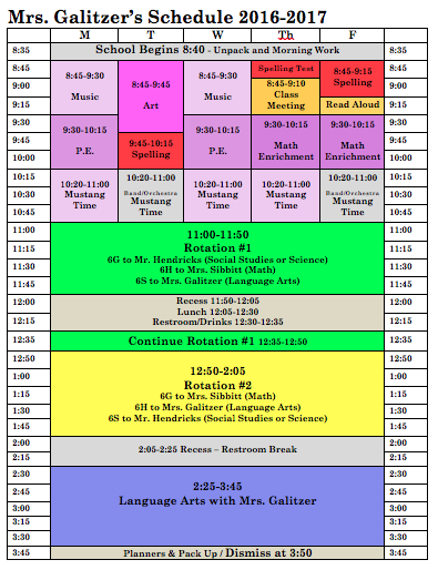 Sixth Grade Scholars: Schedule & Policies