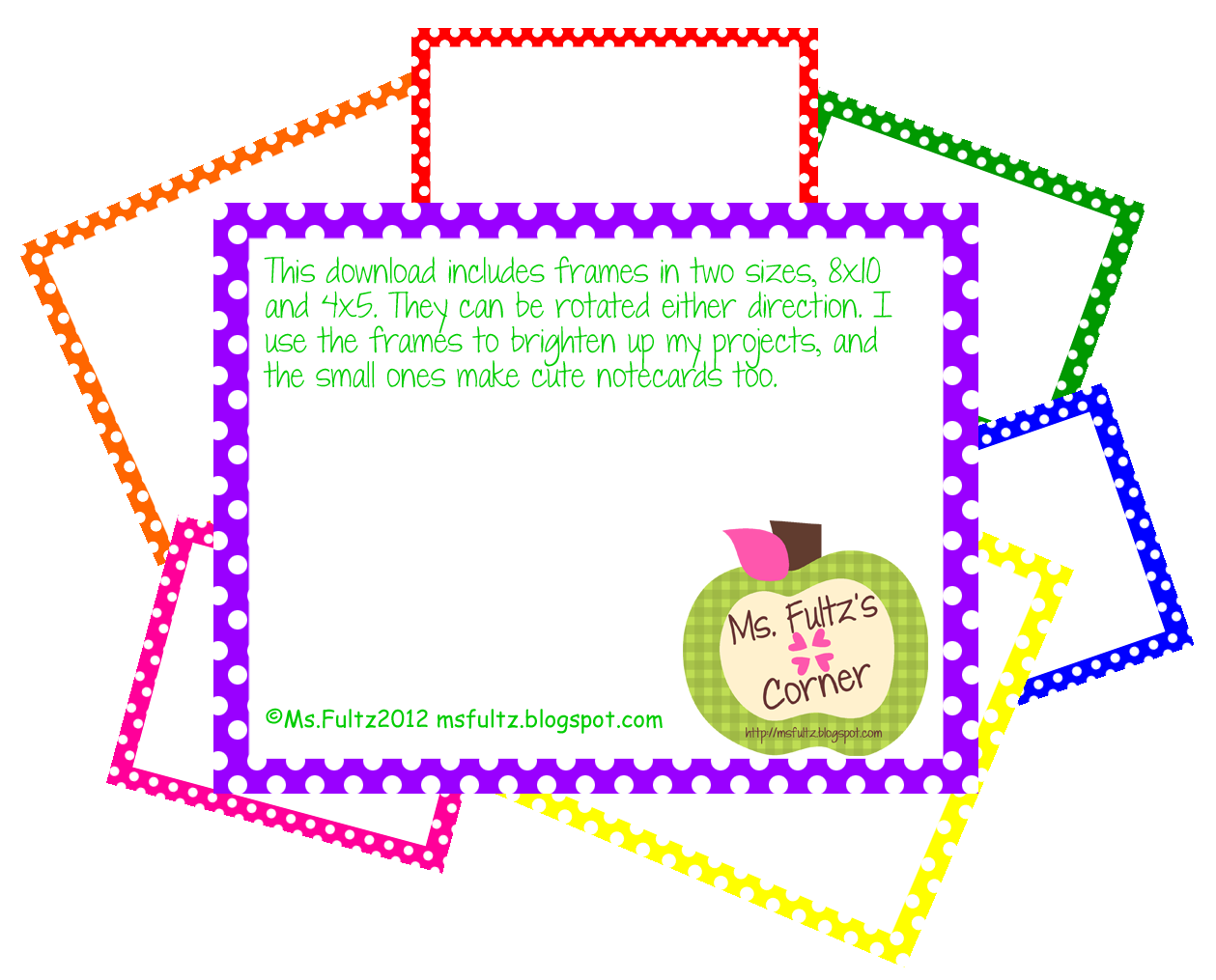 Classroom Freebies Too: Polka Dot Frames to Brighten Your Day