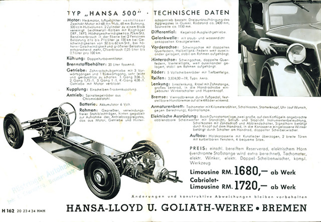 Heinkel Scooter Project: 1934 Hansa 500