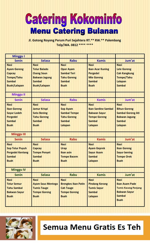 KOMIK & KOMPUTER INFORMASI: Contoh Daftar Menu Usaha Catering Lengkap ...
