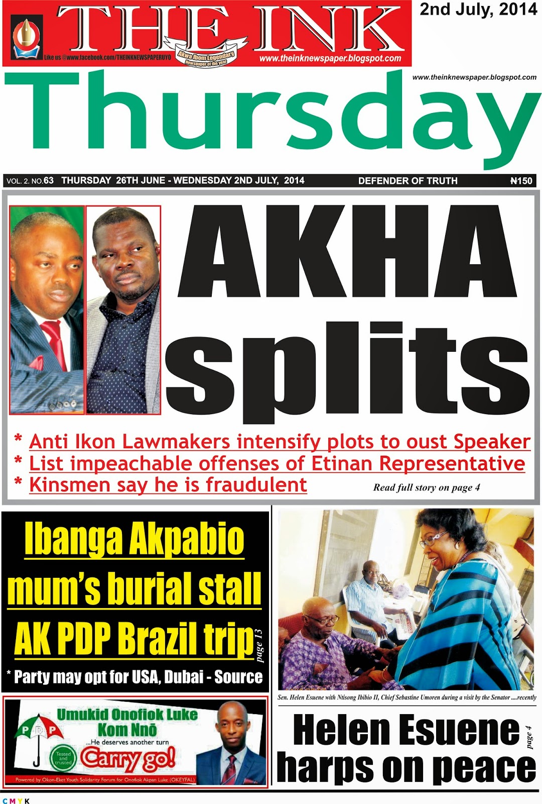 Latest Edition of The Ink Newspaper, Uyo ~ Welcome to the Official Blog ...