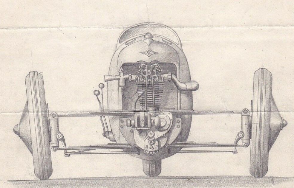 Just A Car Guy: original drawings of a 3 wheeled car project with JAP ...