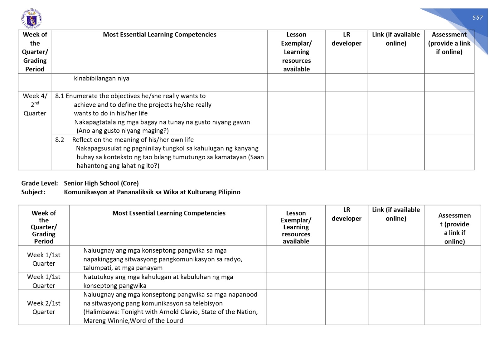 DepEd Memos, Orders & Results: Most Essential Learning Competencies for ...