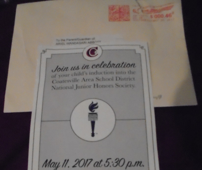 Fida Abbott: Invitation to Attend the National Junior Honors Society ...
