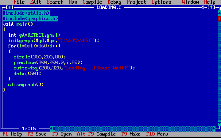 C Graphics Program For Loading