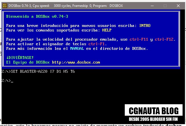 DOSBOX - Guia rápida Parte 1, instalar y traducir al español - CGnauta blog