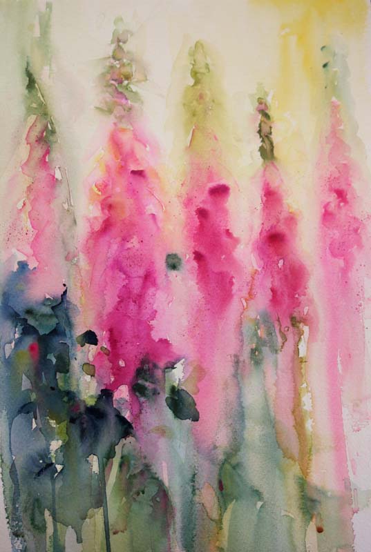 Watercolours With Life: Down Came The Rain : Foxgloves in Watercolour