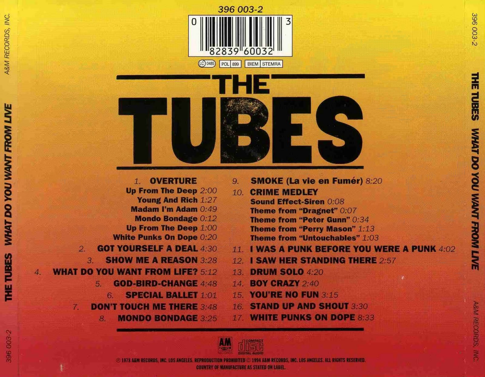 Classic Rock Covers Database: The Tubes - What Do You Want from Live (1978)
