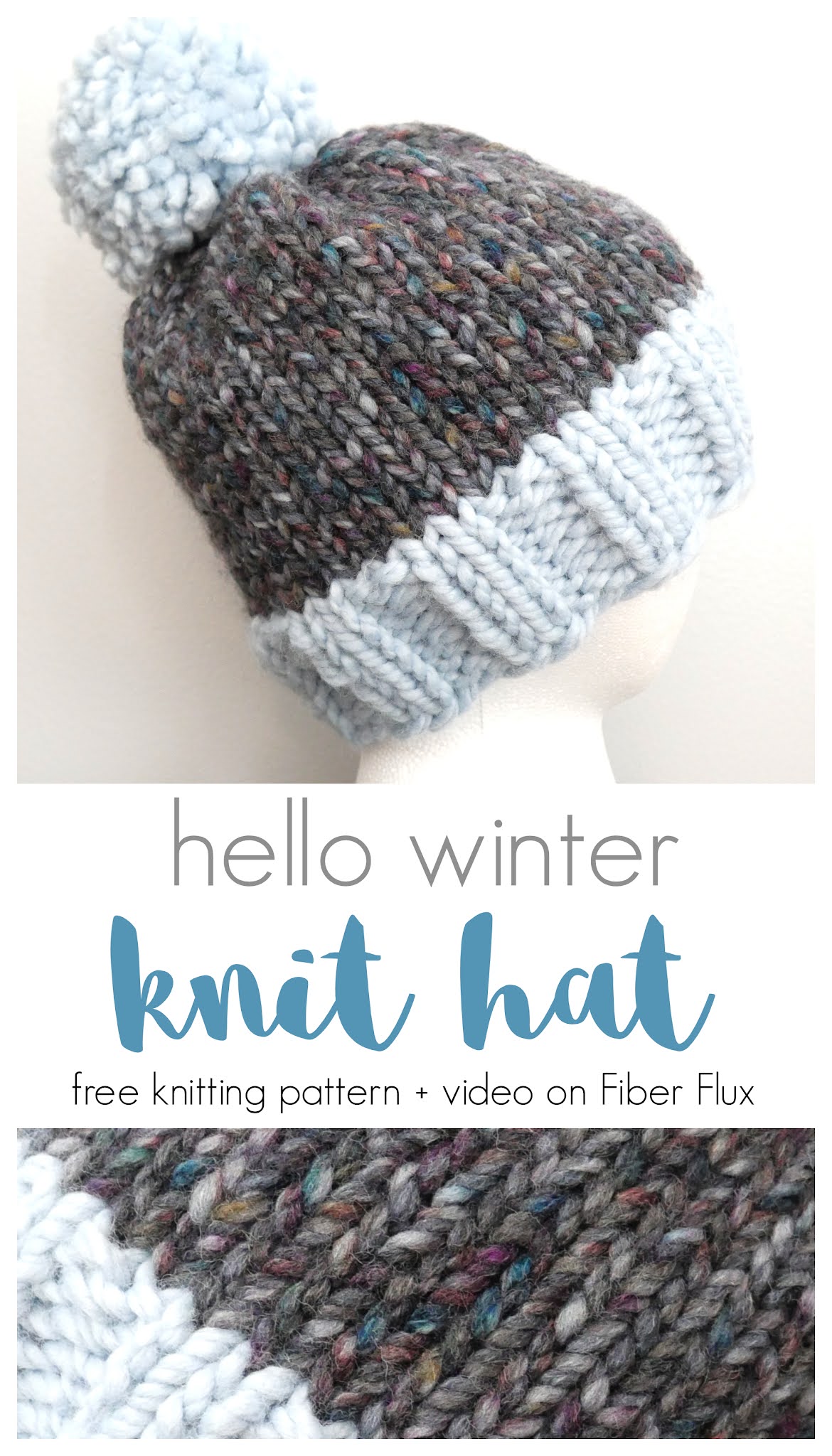 Fiber Flux: Hello Winter Knit Hat, Free Knitting Pattern + Video