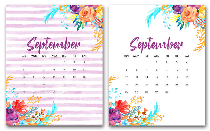 Free September Calendar Printable | i should be mopping the floor