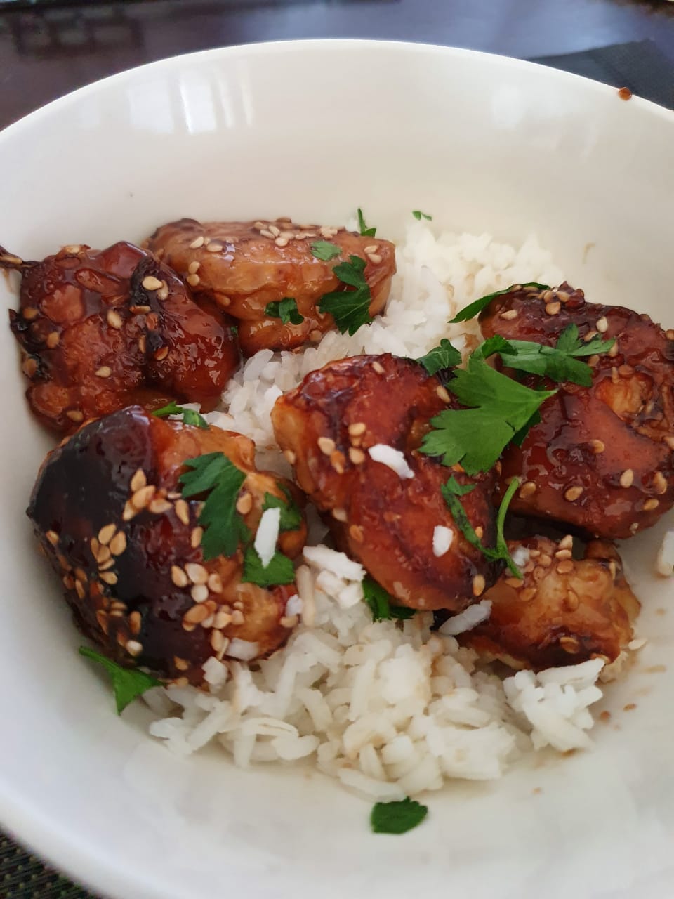 Pollo crispy en salsa de ajo dulce