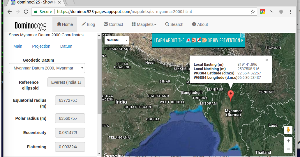 dominoc925: Show Myanmar Datum 2000 coordinates with this Mapplet