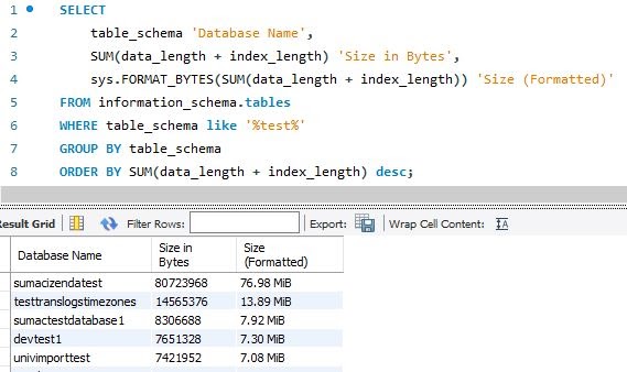 MySQL Calculate Storage Size of Schemas (Tickler)