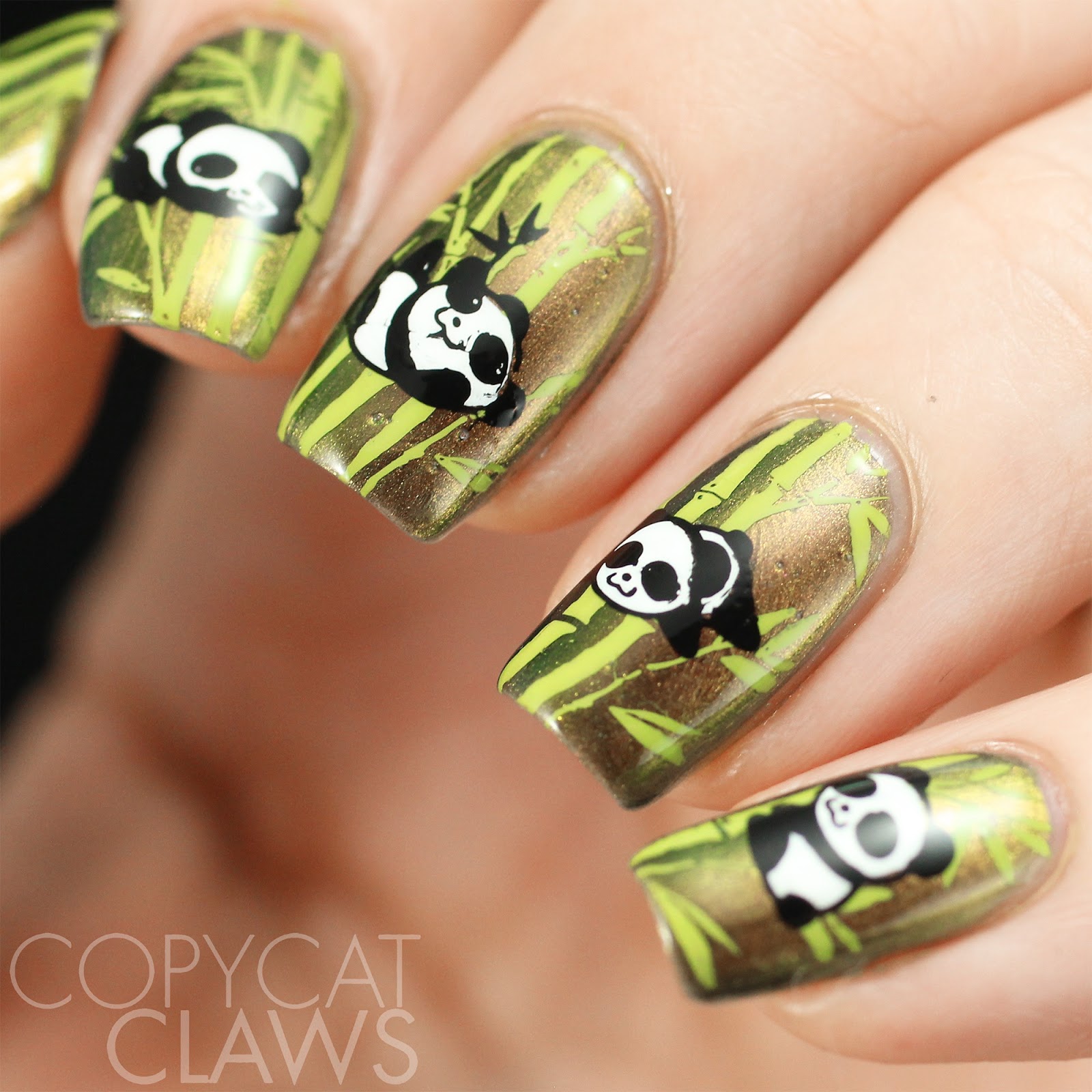 Copycat Claws: The Digit-al Dozen does Rainforest - Panda Nails