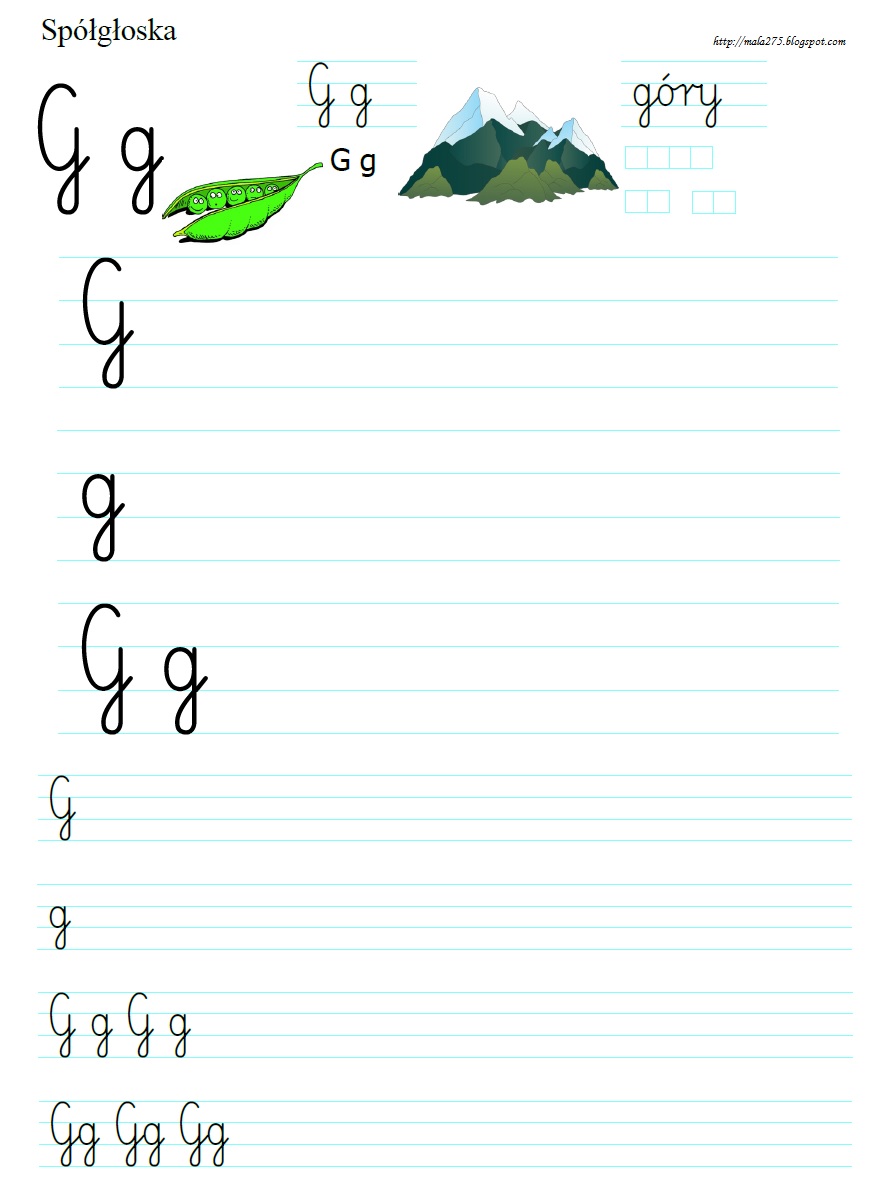 BLOG EDUKACYJNY DLA DZIECI: LITERKA G - KARTY PRACY