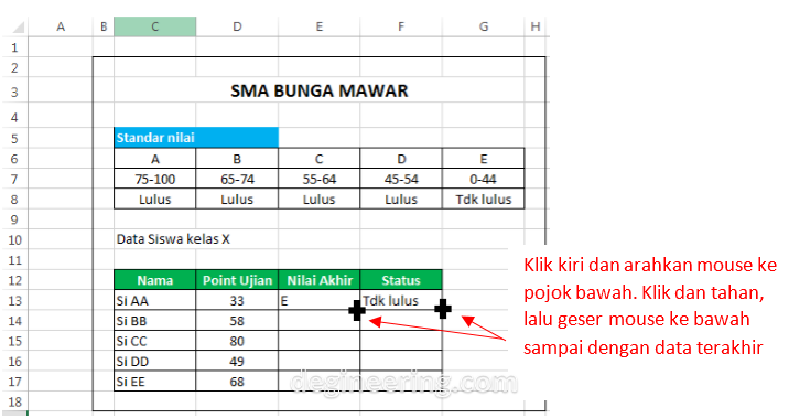 Cara menggunakan fungsi IF di excel