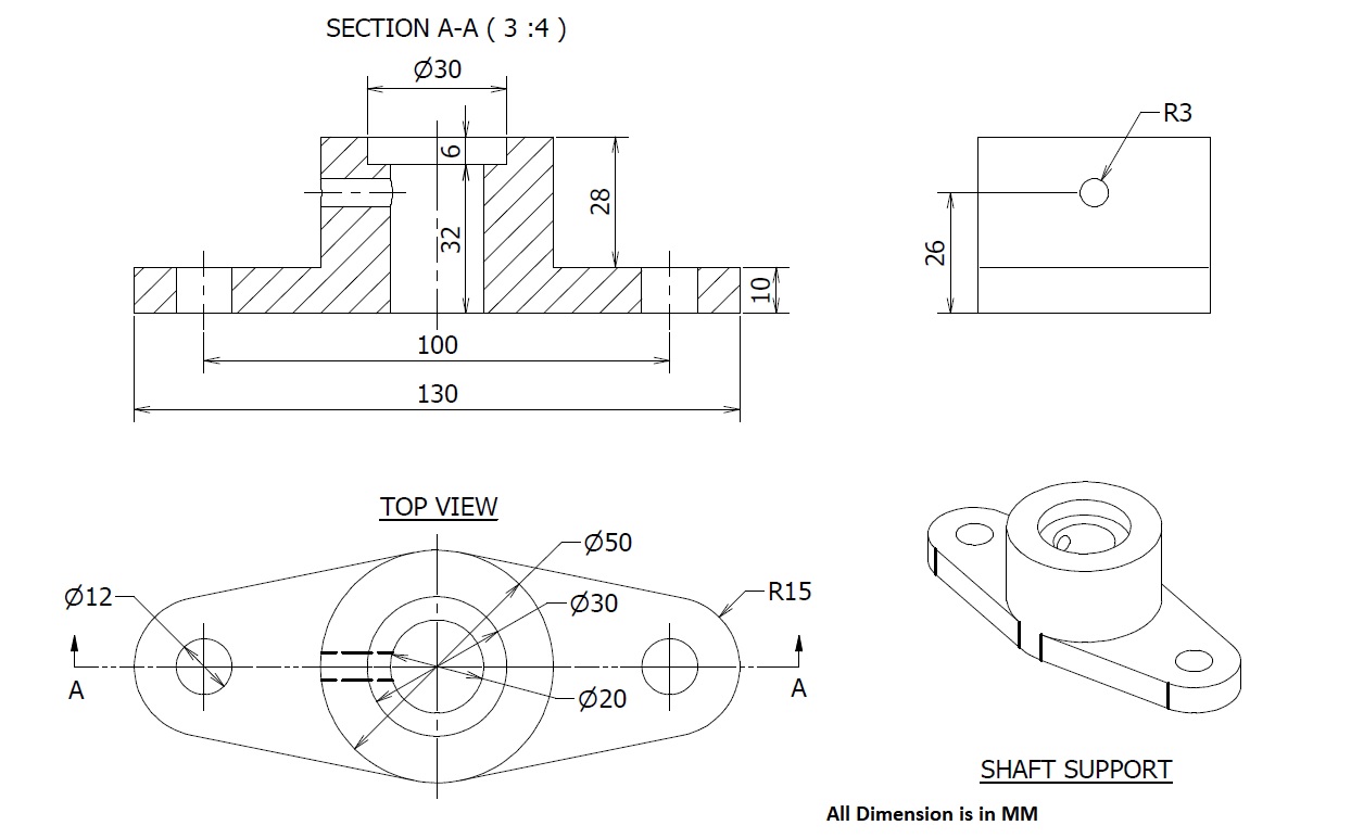 Shaft Support - Solidworks CAD