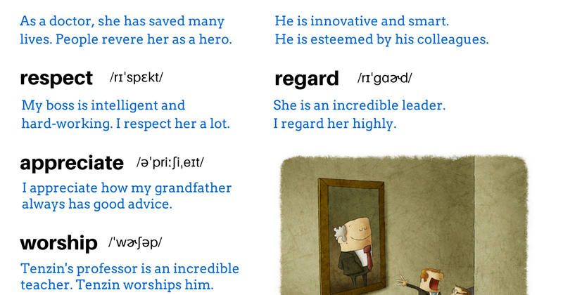 Learn English / F. Synonyms / 020. Words similar to : Admire