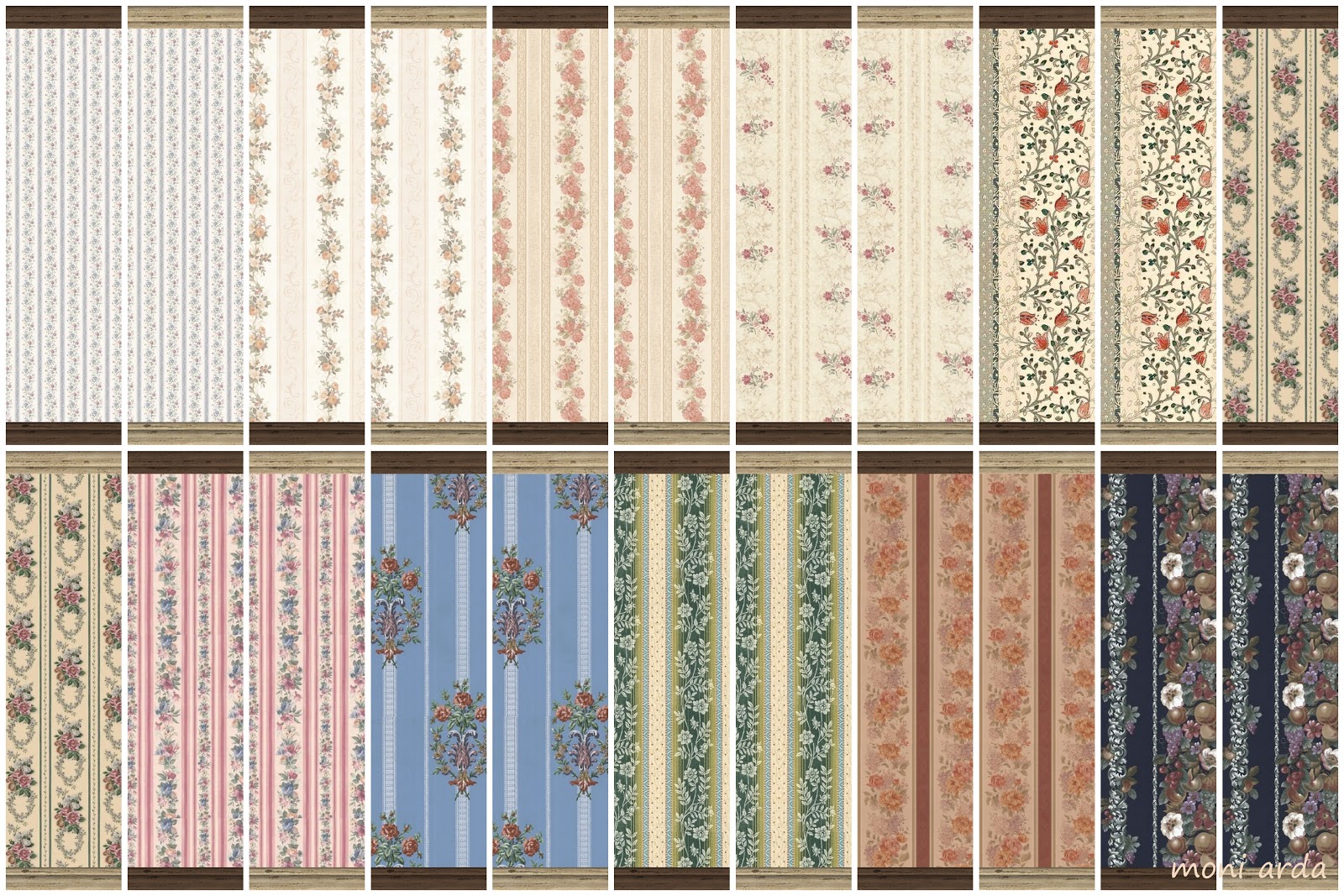 Arda Sims: Vintage Stripe Wallpaper Set - TS4