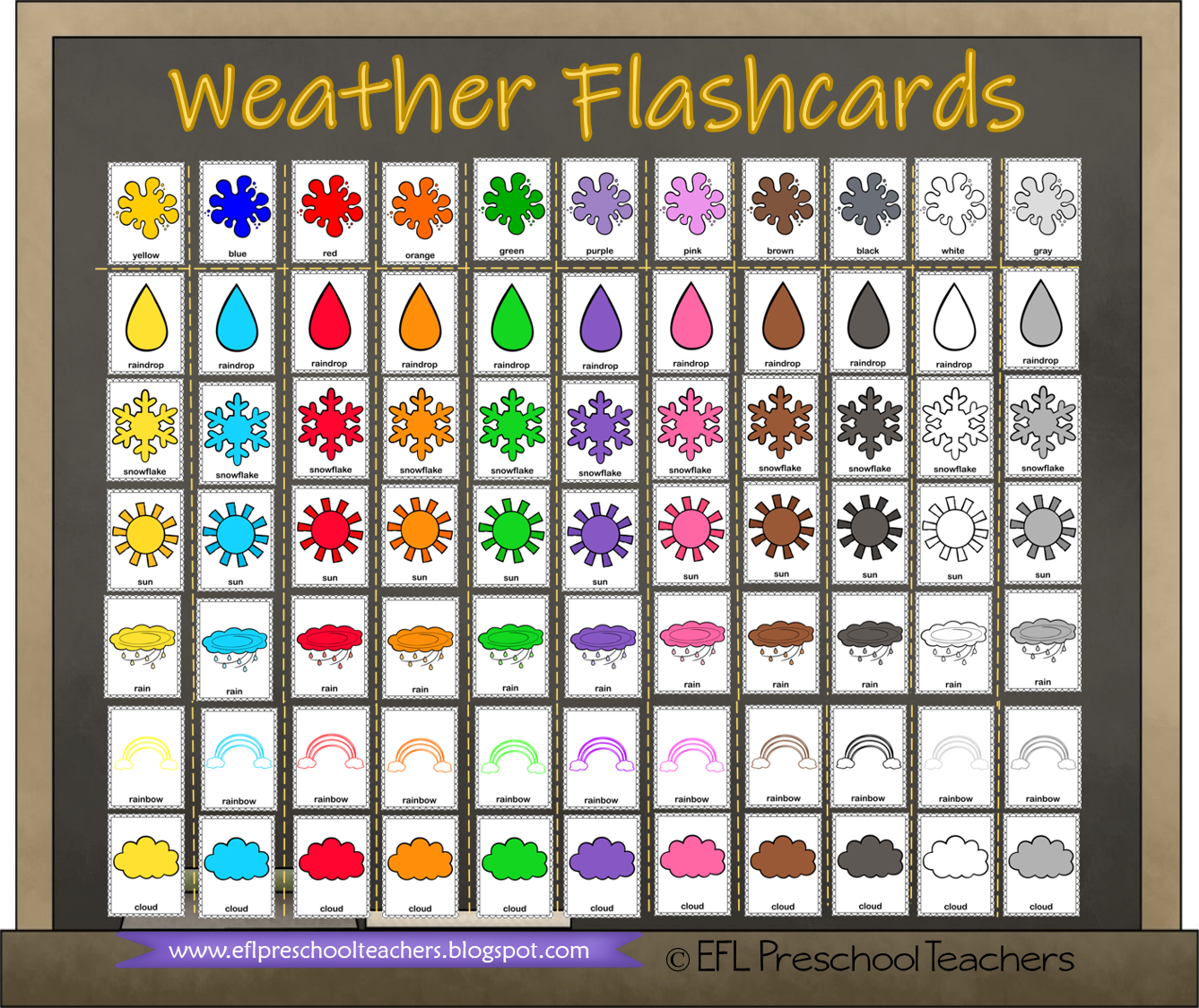 ESL/EFL Preschool Teachers: Weather Unit Flashcards for Teaching ...
