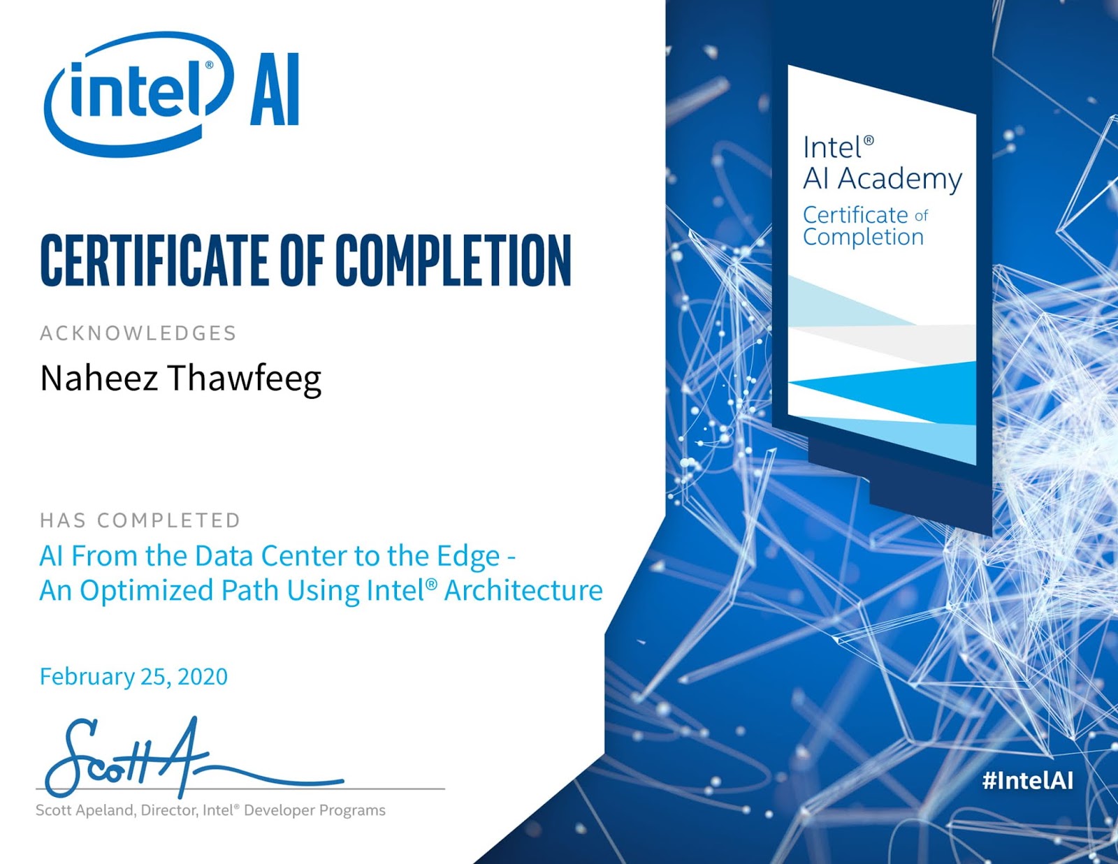 Naheez Thawfeeg's Blog: First Intel® course completed and got certificate