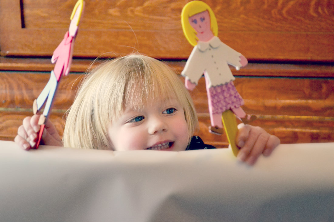 You can use photos of friends to make your puppets. If you're making ...