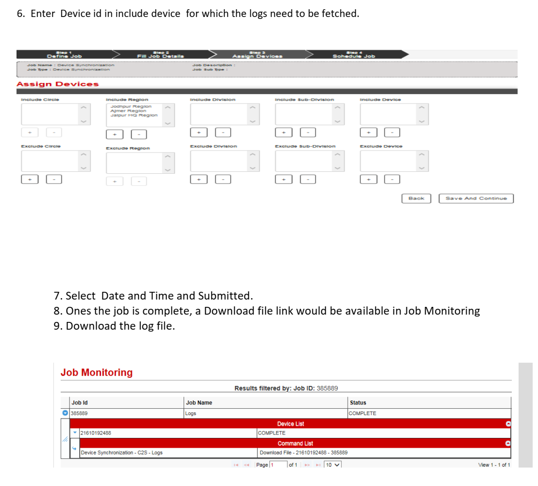 Steps to fetch the RICT Device Logs online [DARPAN ] - post info