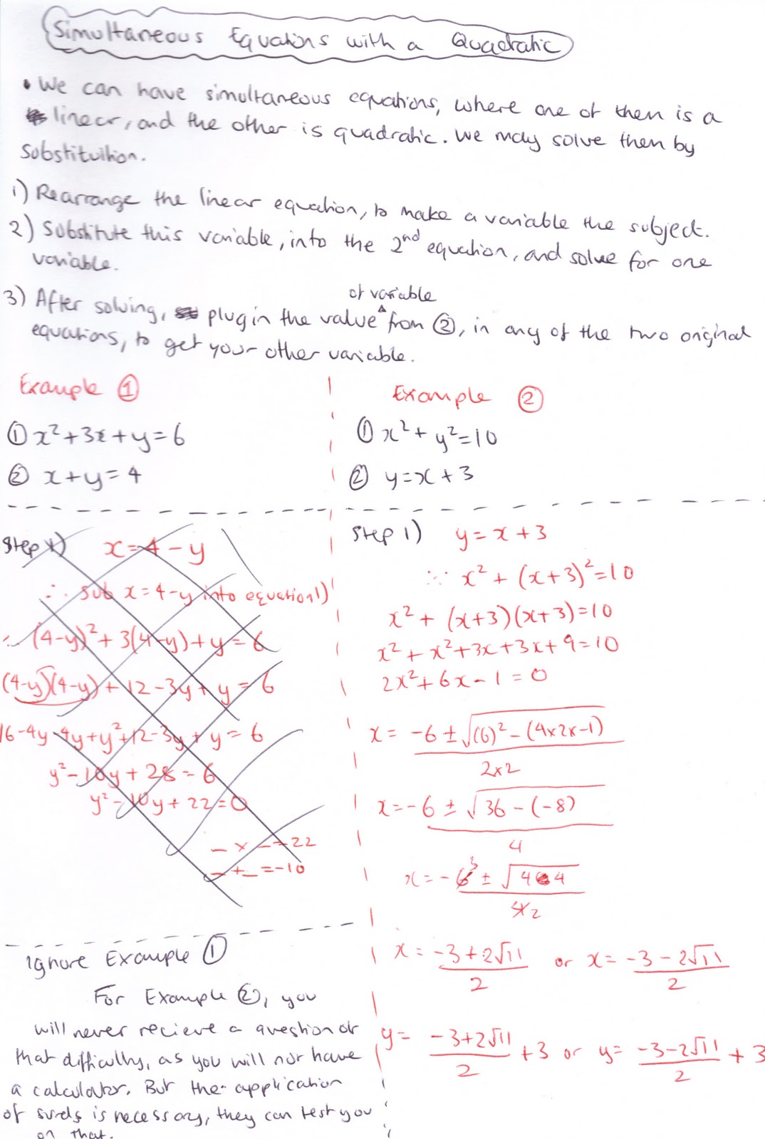 A-Level Mathematics: C1-Algebra and Functions - Solving Simultaneous ...
