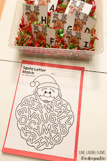Santa letter matching sensory bin