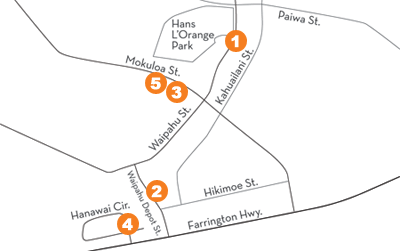 Research - Waipahu, Oahu - Simplified Street Map of a Hawaiian Town