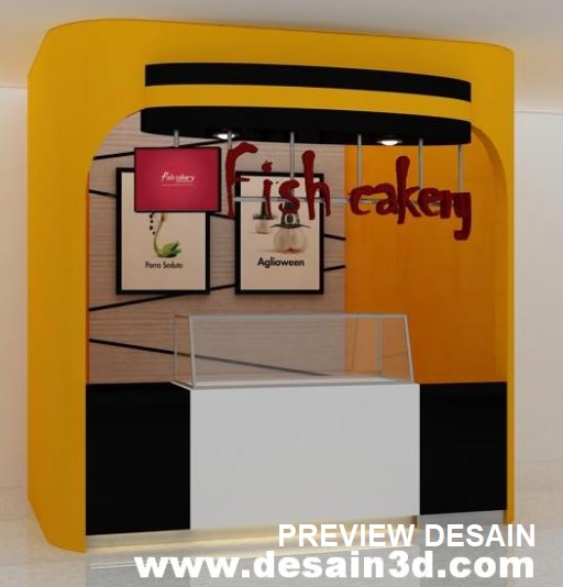 Design Booth Makanan Kayu Cerah Stainless Steel - ARUSHA_BOOTH