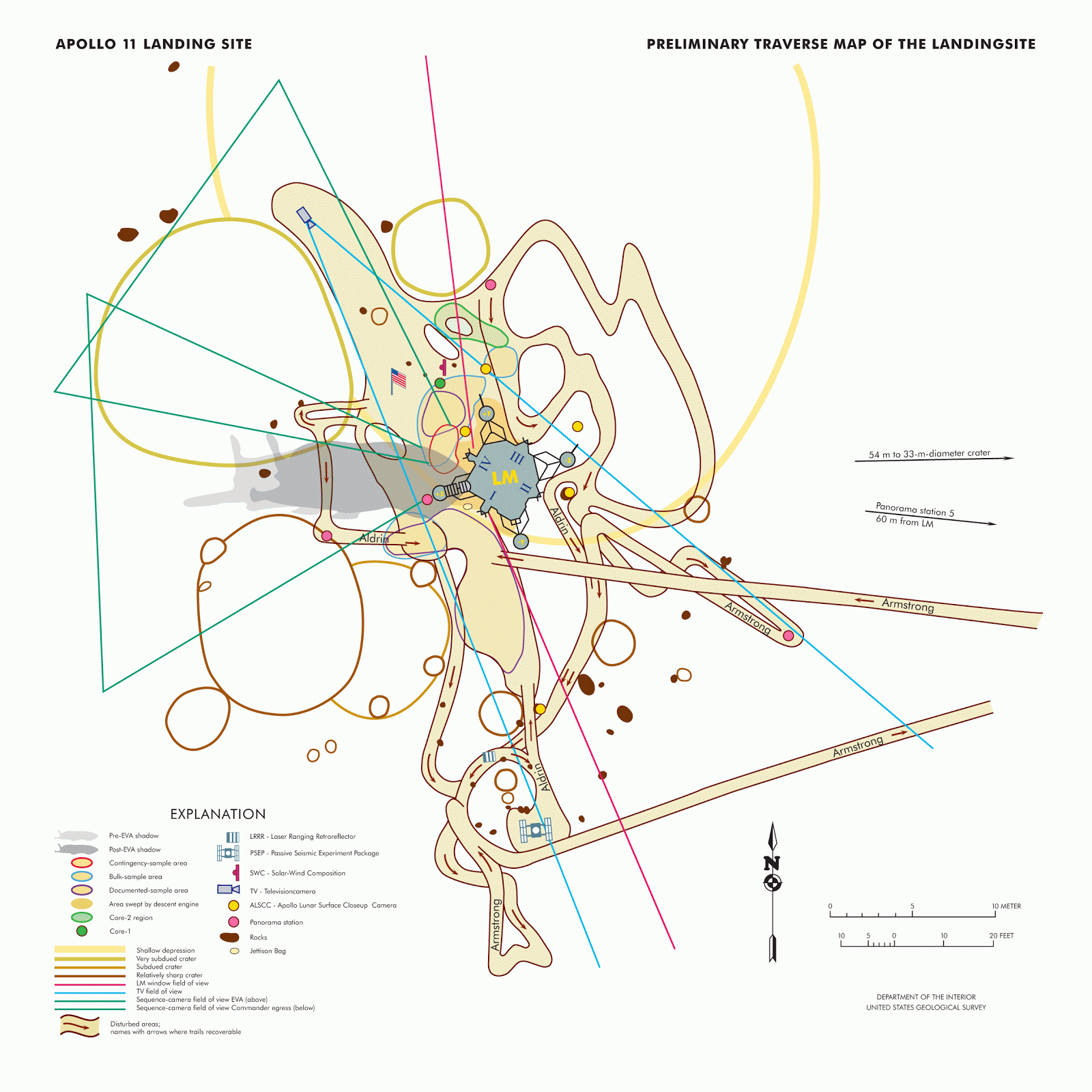 Planetary DatArt: Evolution of Apollo 11 landing site map designs