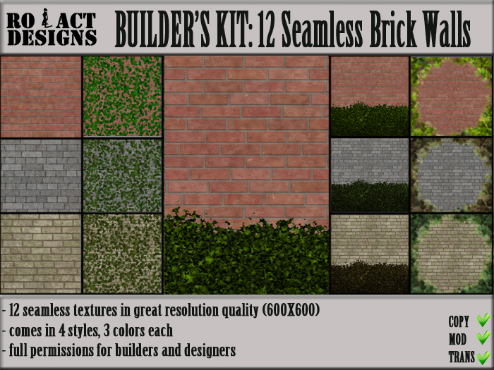Ro!Act Designs: ..::RO!ACT::..DESIGNS Builder's Kit: 12 Seamless Brick ...