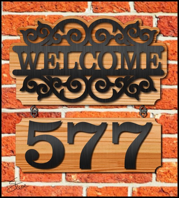 Scrollsaw Workshop: Welcome Sign with House Numbers Scroll Saw Pattern.