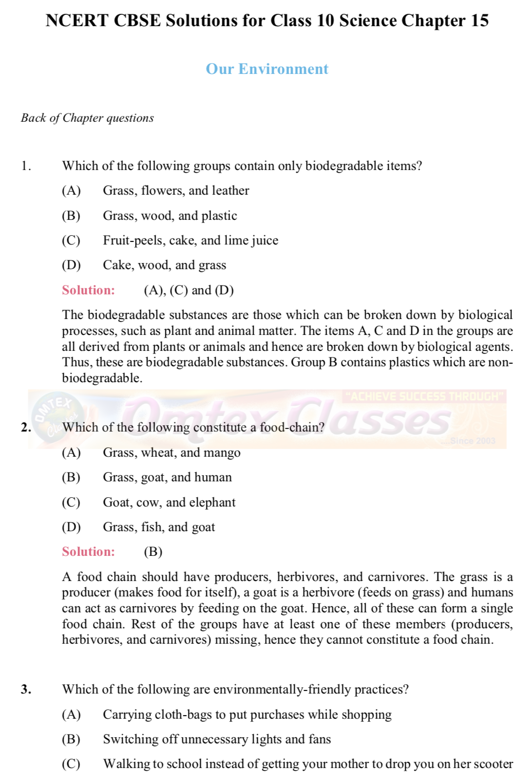 OMTEX CLASSES (k): NCERT CBSE Solutions for Class 10 Science Chapter 15 ...