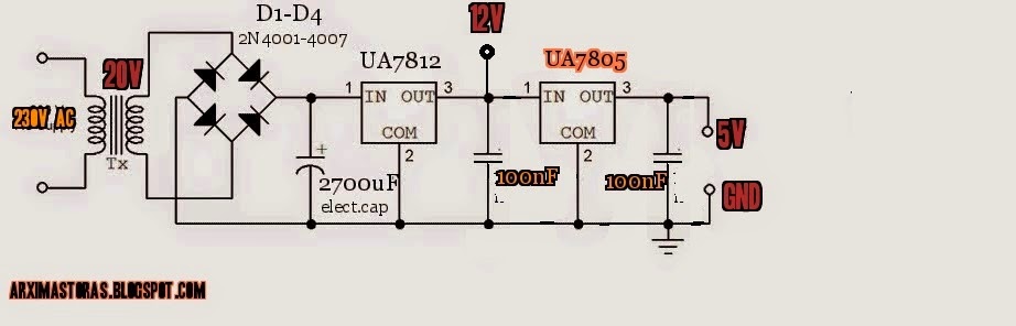 5volt-12Volt / 1Amp DIY power supply!