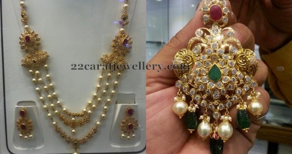3 Layer Pearl Set and Pendant - Jewellery Designs