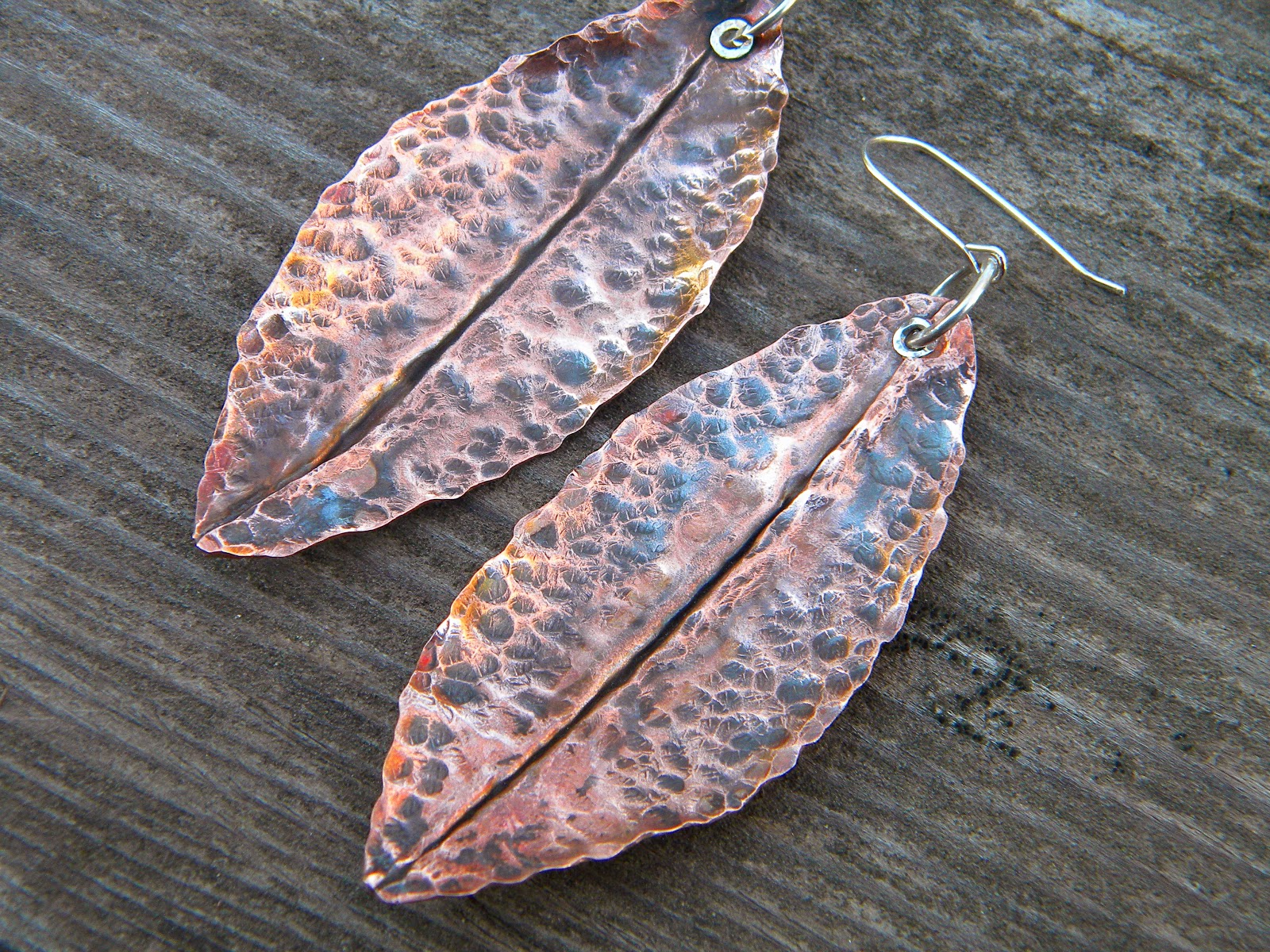 Cake and Jewelry: Fold formed copper with a heat patina