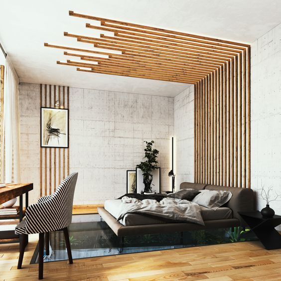 Different ideas for using wooden planks in interior design