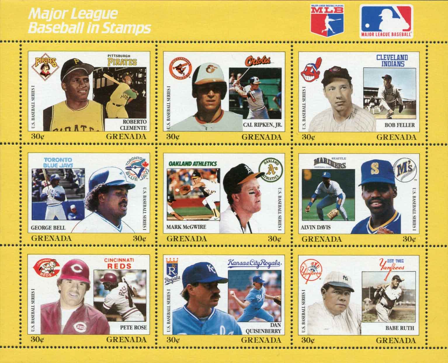 Baseball Stamps & Postmarks: Grenada - 1988 Baseball Series I