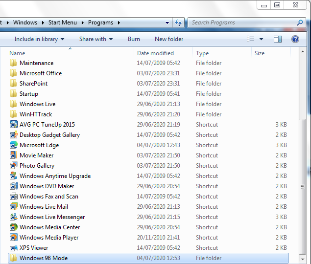 How to add Windows 98 Mode to your start menu