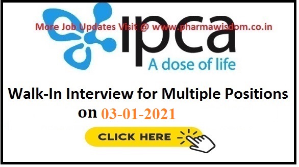 Ipca Laboratories Limited - 50+ Openings | Walk-In Interviews for Multiple Positions in QC / QA ...