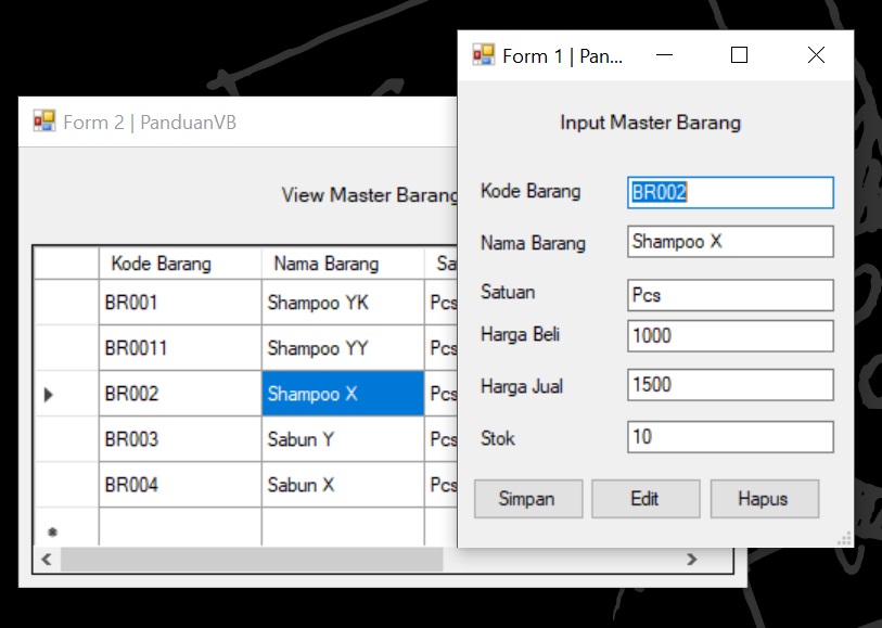 Menampilkan Data Datagridview Di Textbox Yang Berdeda Form ~ Panduan Pemrograman Visual Basic