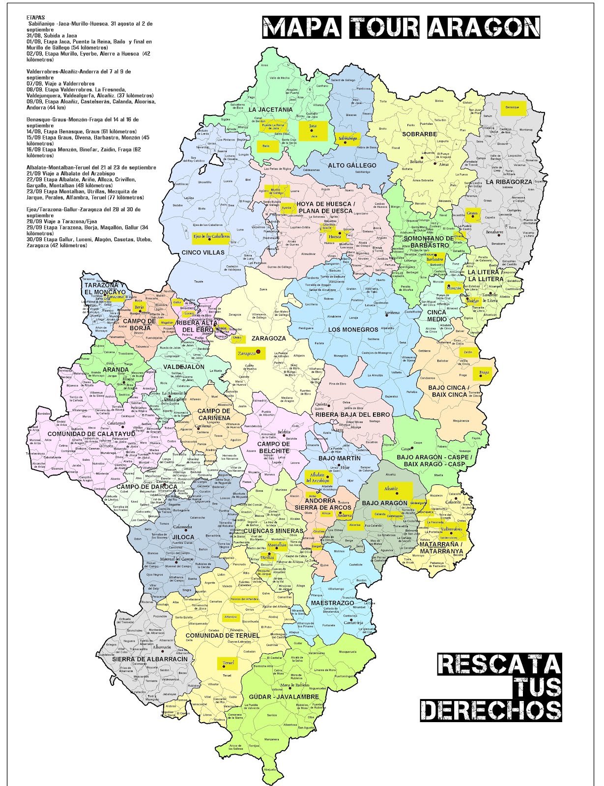Tour Aragón: Mapa