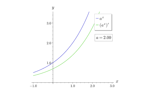 Animation of Exponential function and Derivative (for Students)