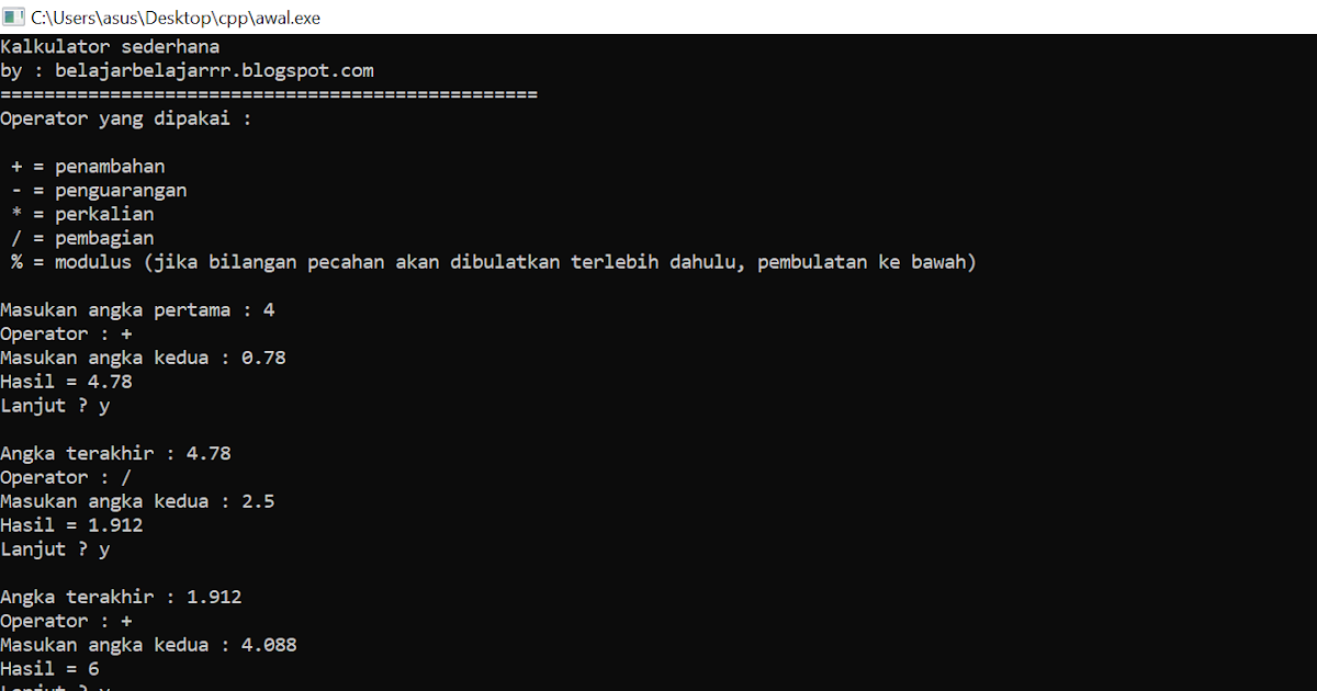 program kalkulator sederhana dengan dev C++ - Belajar Bareng